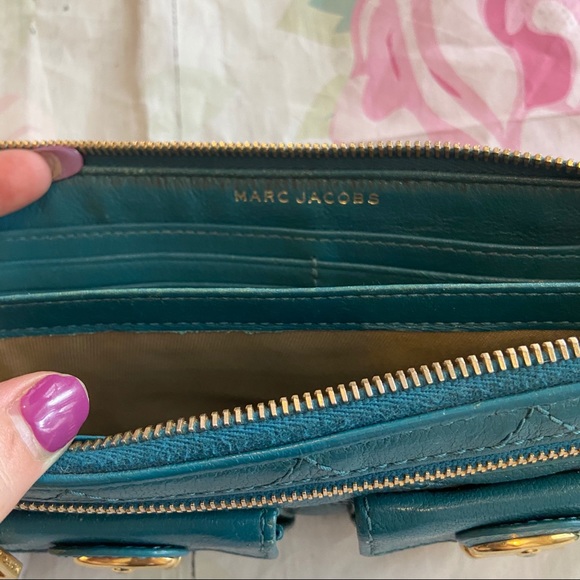 Bags | Marc Jacobs Quilted Teal Wallet | Poshmark